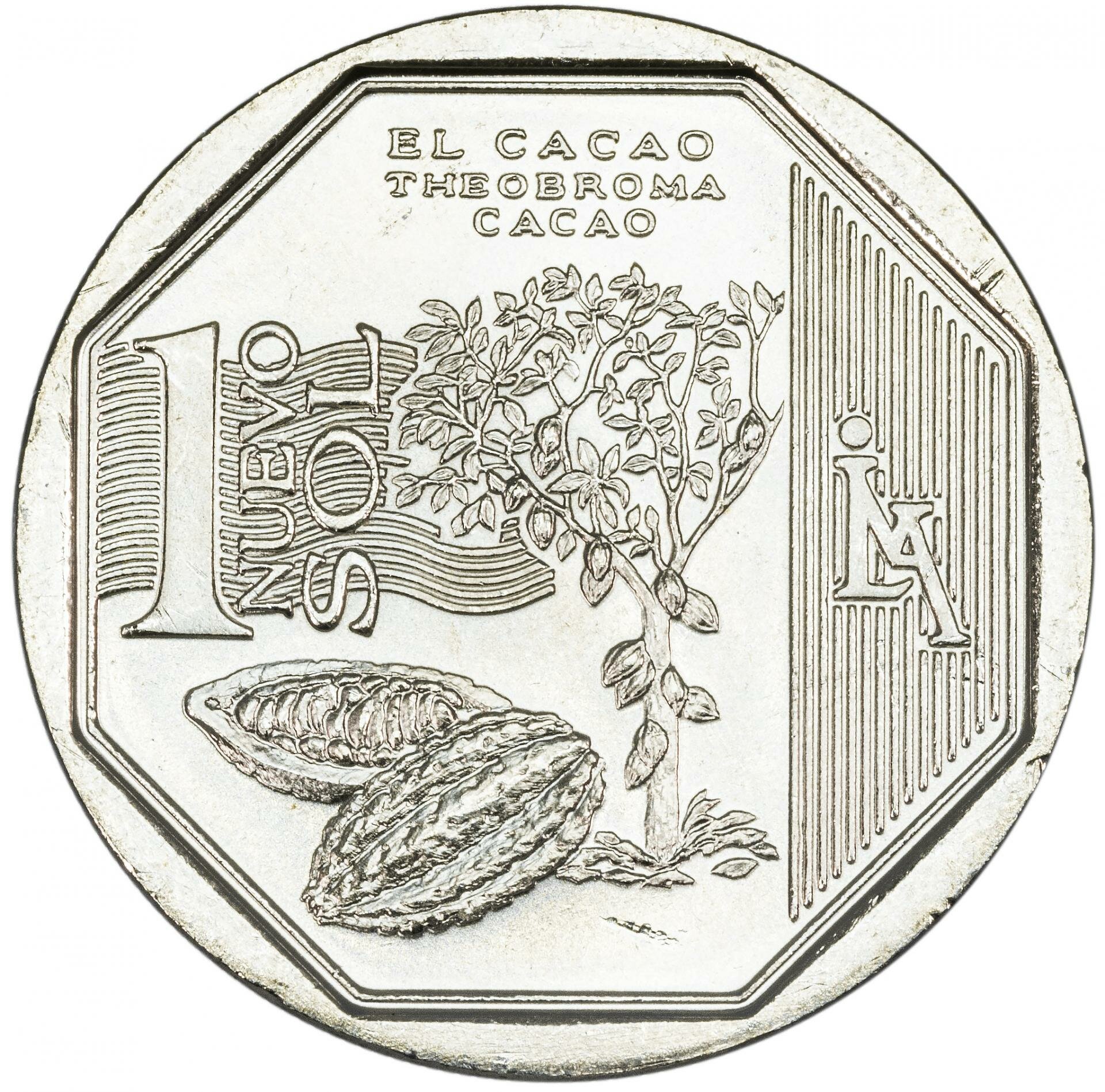 Перу 1 новый соль nuevo sol 2013 "Природные ресурсы Перу - Какао", Медь, в сохранности UNC