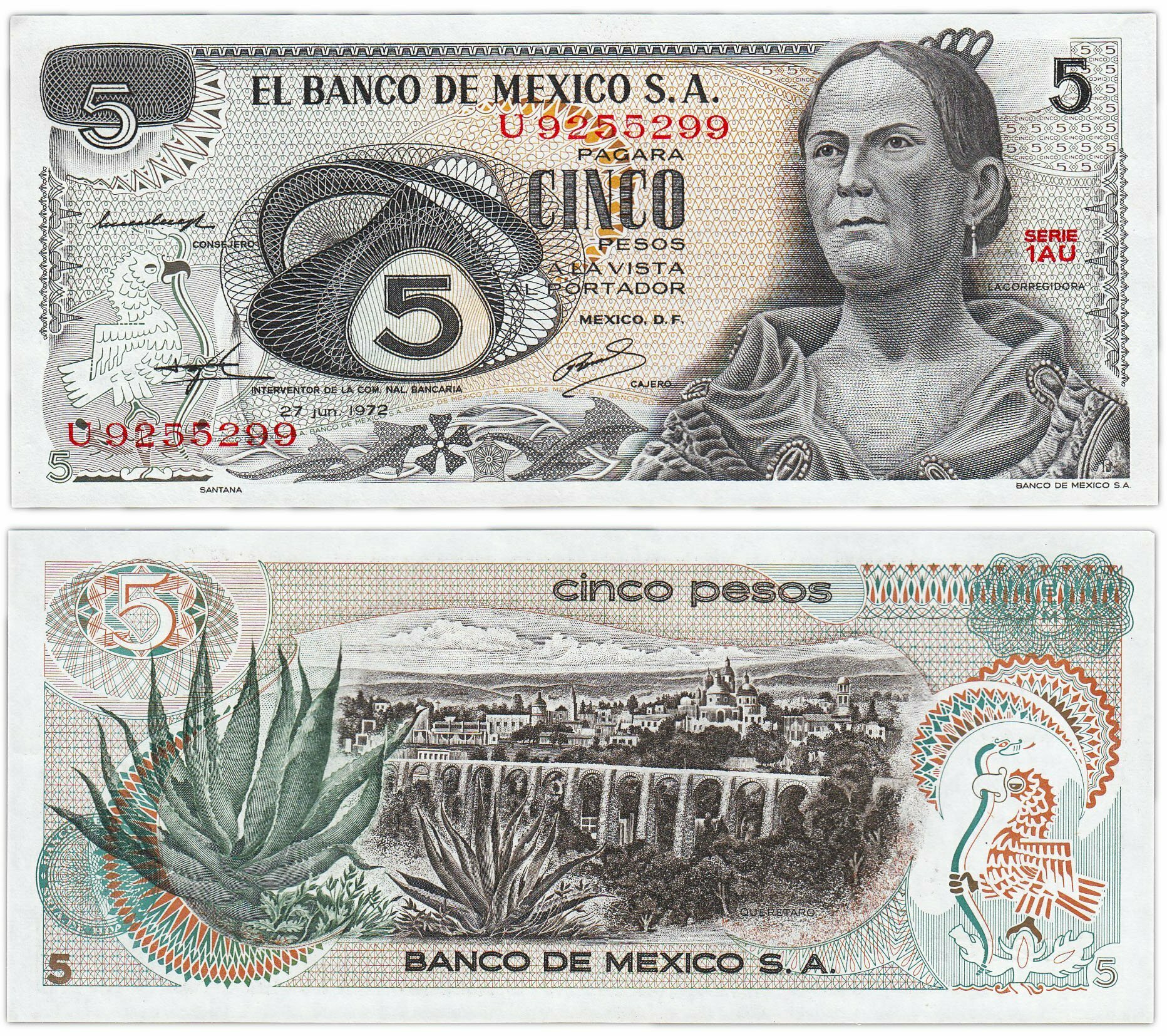 Мексика 5 песо 1972 Pick 62b