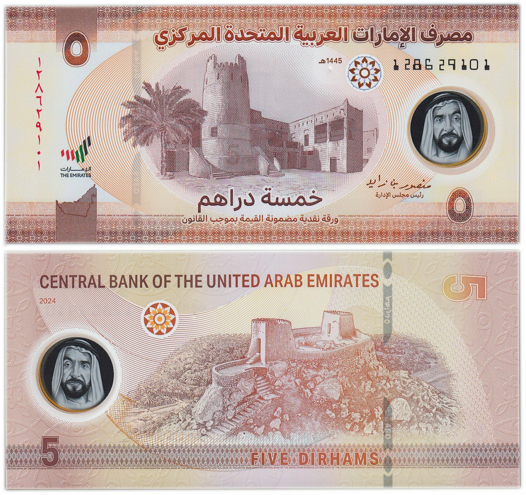 ОАЭ - 5 дирхам 2024 "Форт Дайя Рас-эль-Хайма" Р-W36 полимер