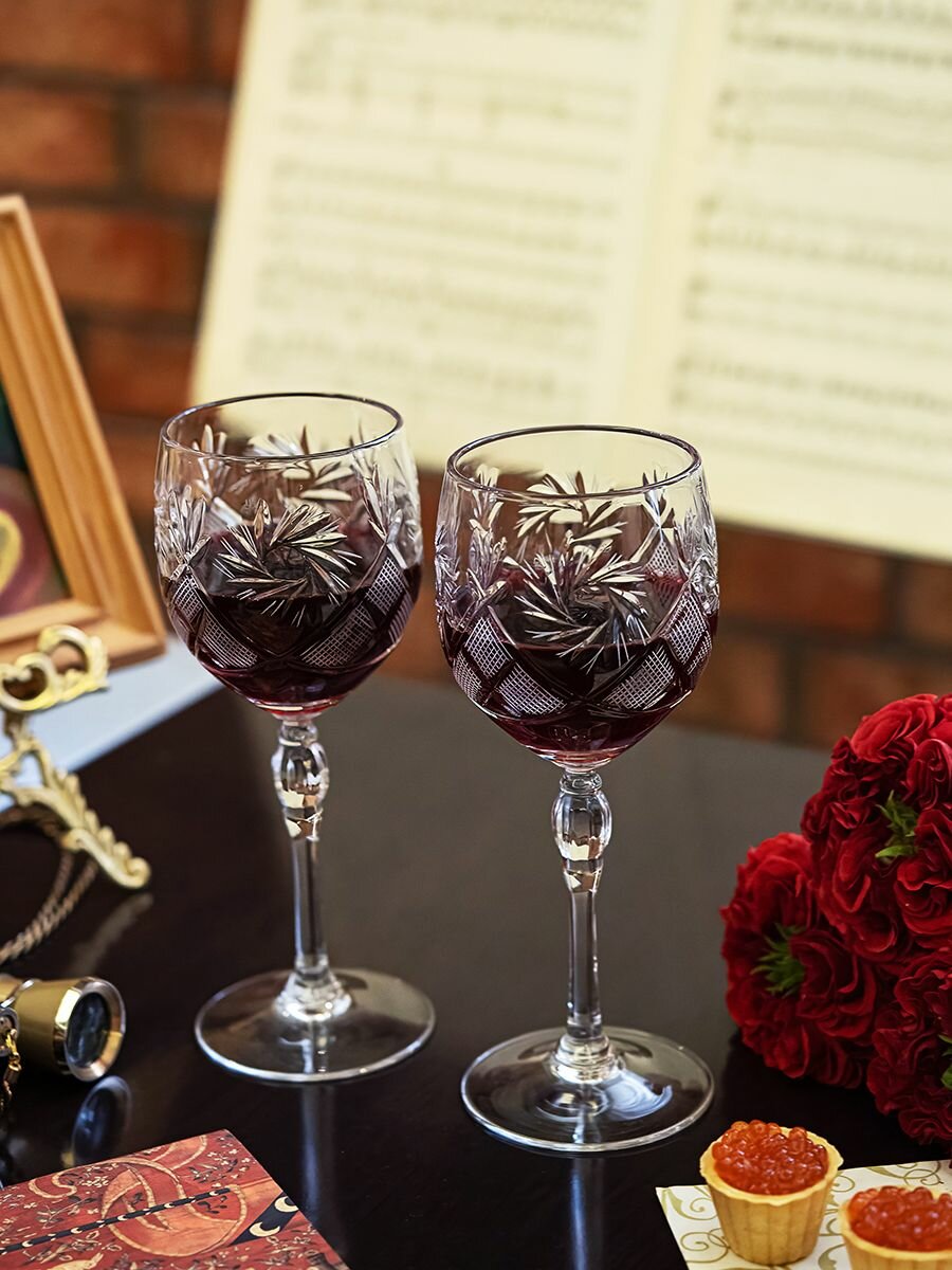 Хрустальные бокалы для вина 250 мл. фужеры набор 2 шт. Неман