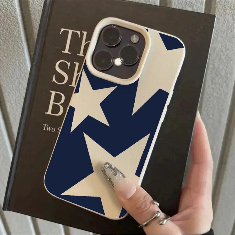Чехол для iPhone 16 Pro синий с синей звездой