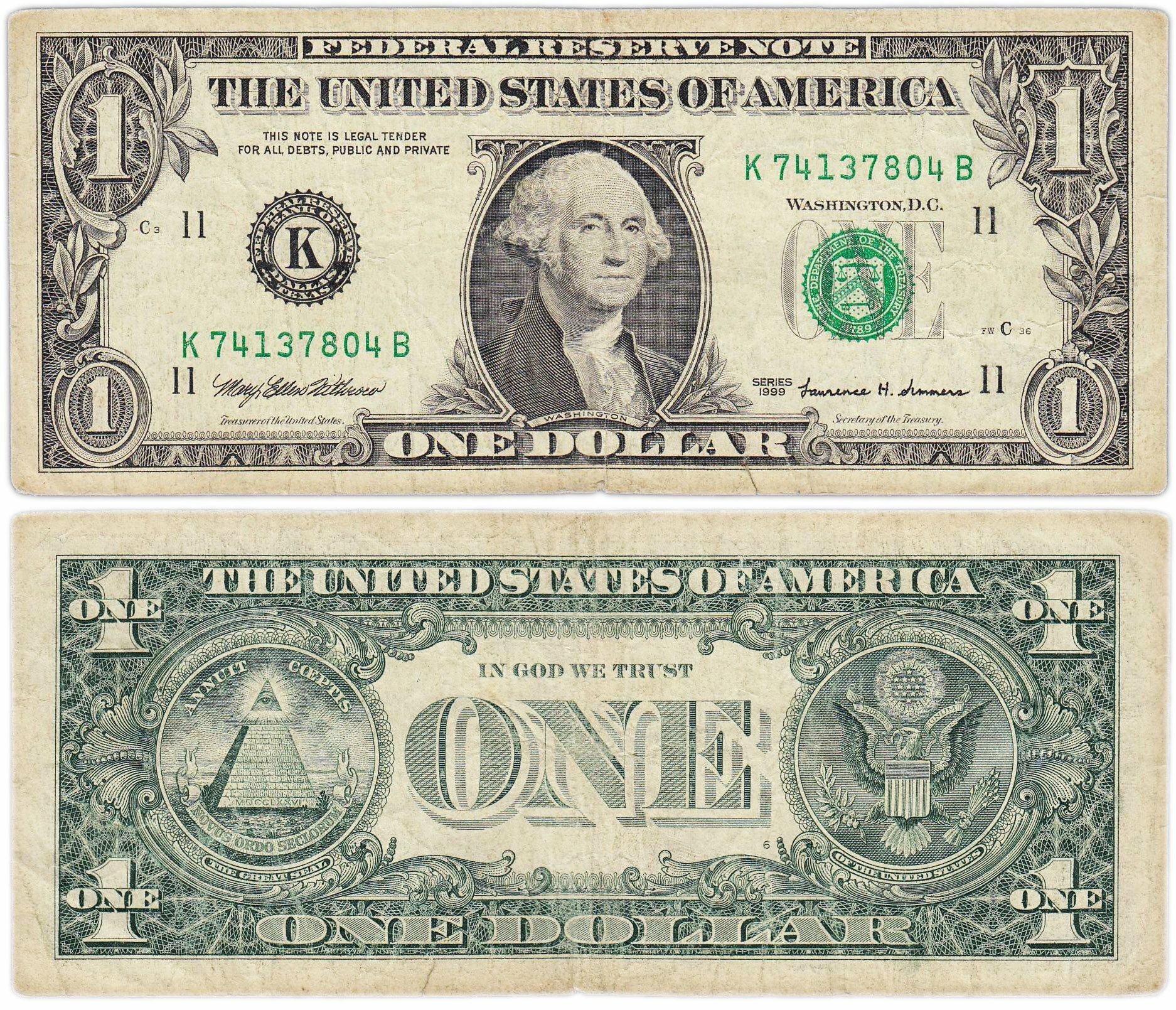 США 1 доллар 1999 K-Даллас