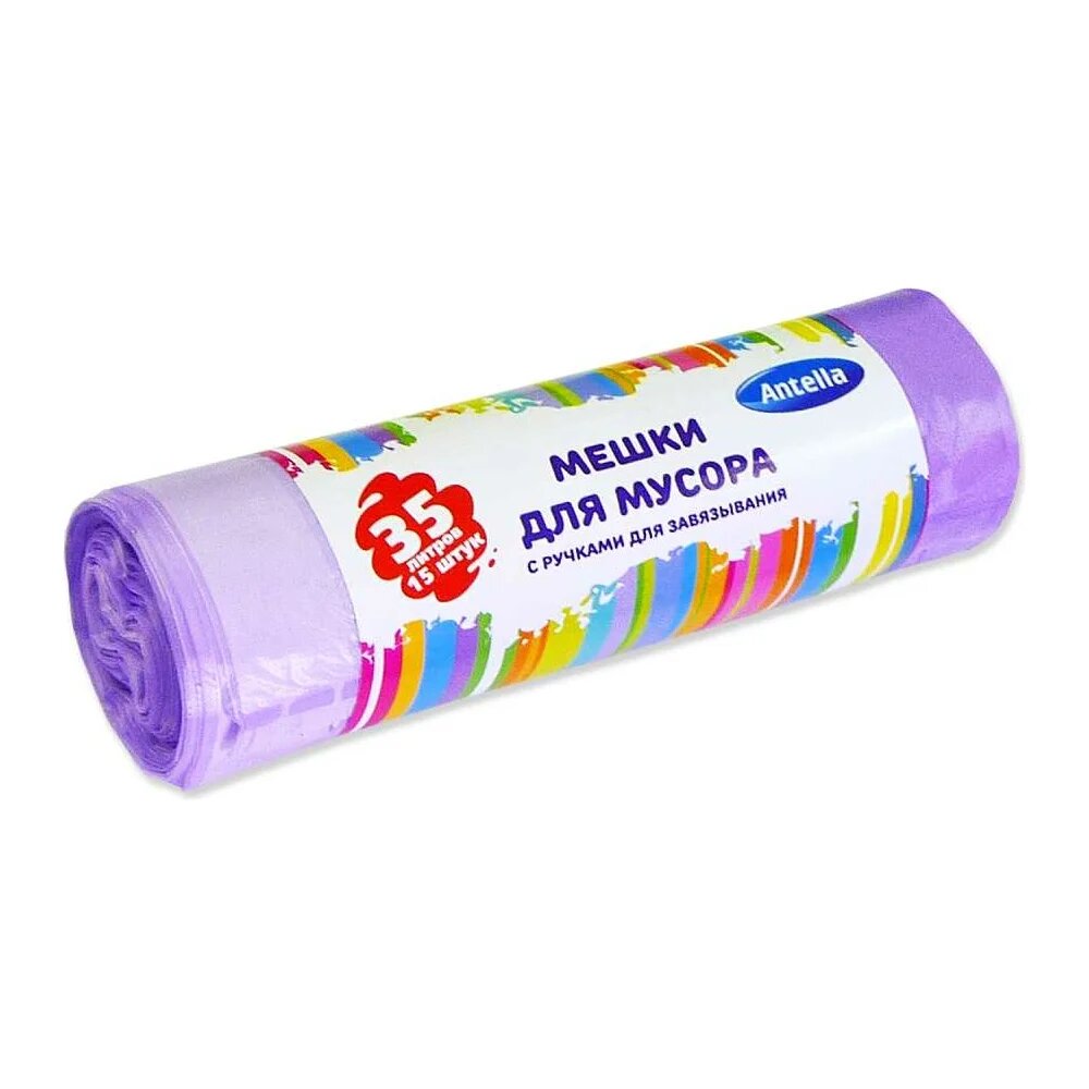 Мешки для мусора (15 шт; 35 л; HDPE; 16 мкм; с ручками) ANTELLA 24719