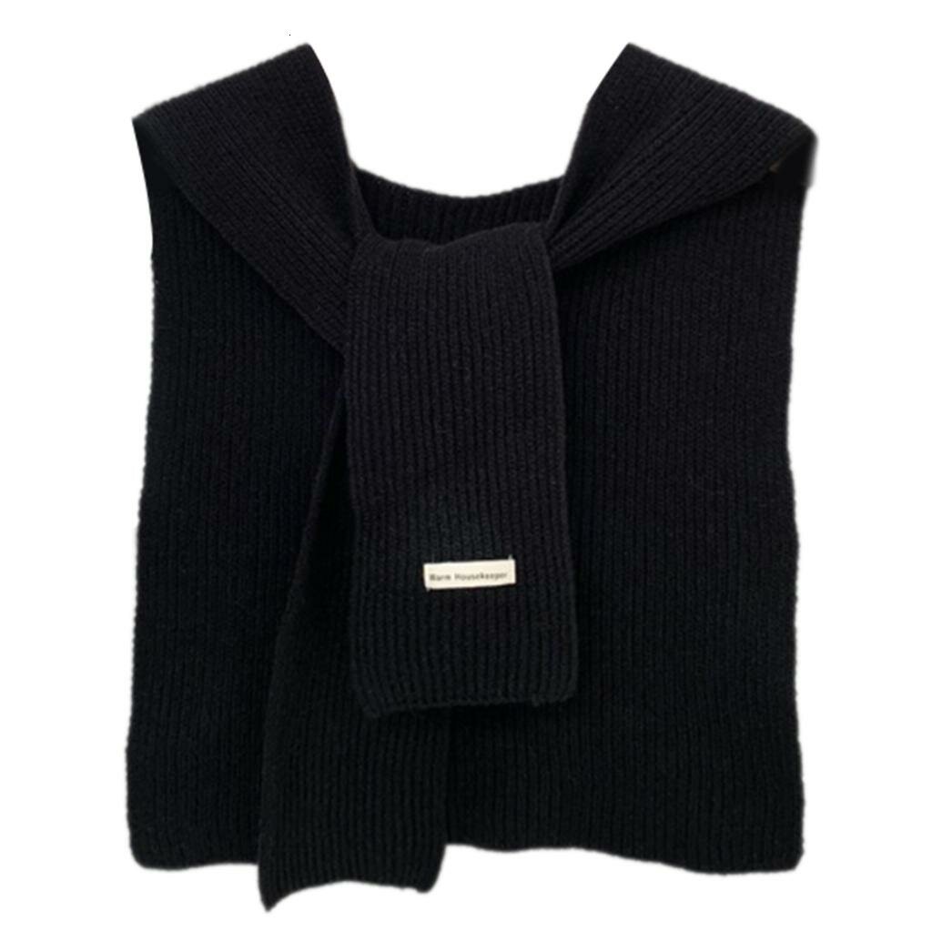 Женский вязаный шарф-накидка, Черный