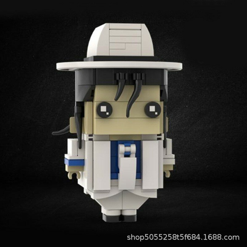 MOC собрал строительные блоки Brickhead Майкл Джексон белый MJ певец звезда модель