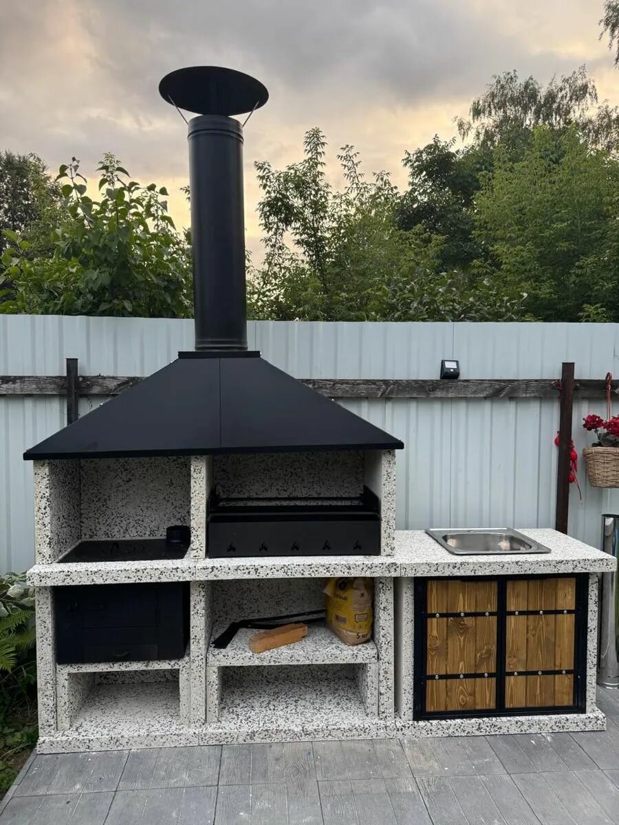 Барбекю комплекс Premium Stone, мангальная зона, мангал