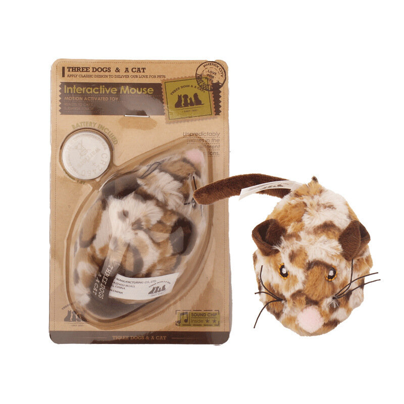 Набор звуковых игрушек для кошек: Мышка, птица, пчела и кузнечик с сенсорным звуком Цвет：Мышка с леопардовым рисунком и