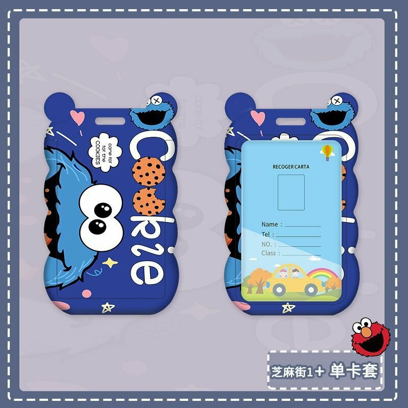 Держатель для карт с мультяшным Улицей Сезам, держатель для студенческого удостоверения, держатель для карт доступа в автобус и метро с шнурком для детского сада