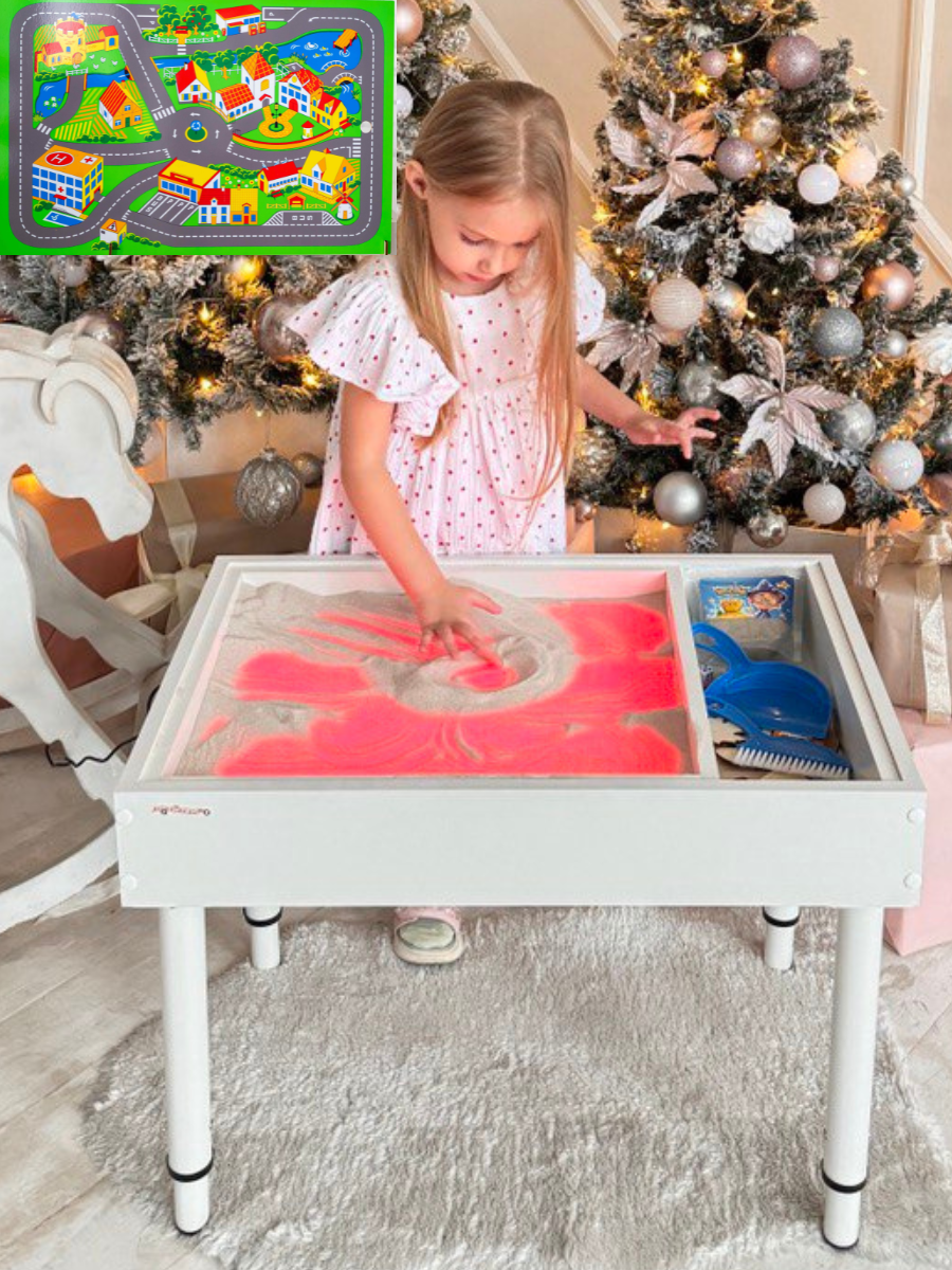 Световой стол песочница для рисования песком Городок с подсветкой, регулируемые ножки