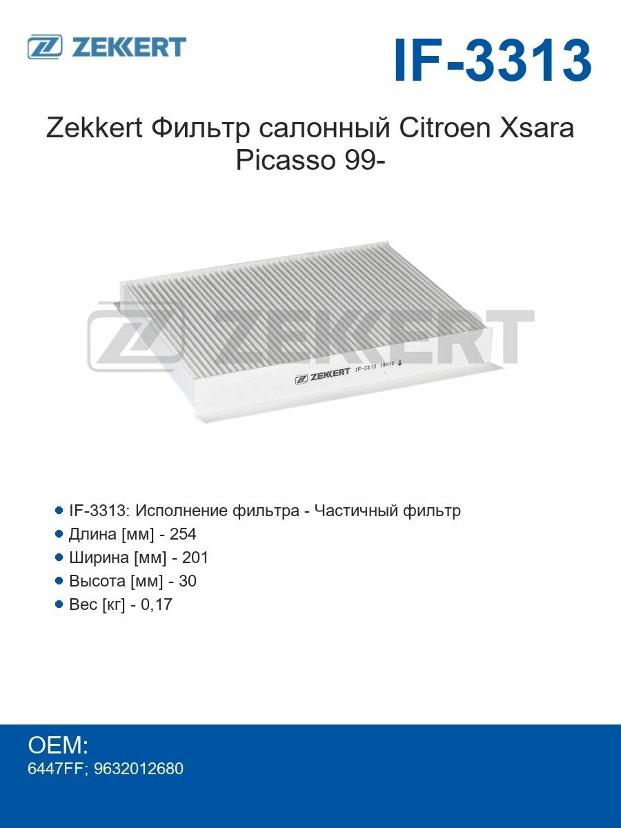 Zekkert Фильтр салонный Citroen Xsara Picasso 99-