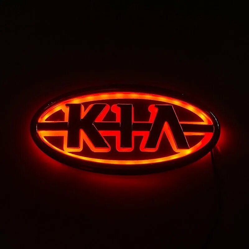 Светящийся логотип автомобиля KIA, светодиодные фонари, светящаяся эмблема на решетку радиатора автомобиля