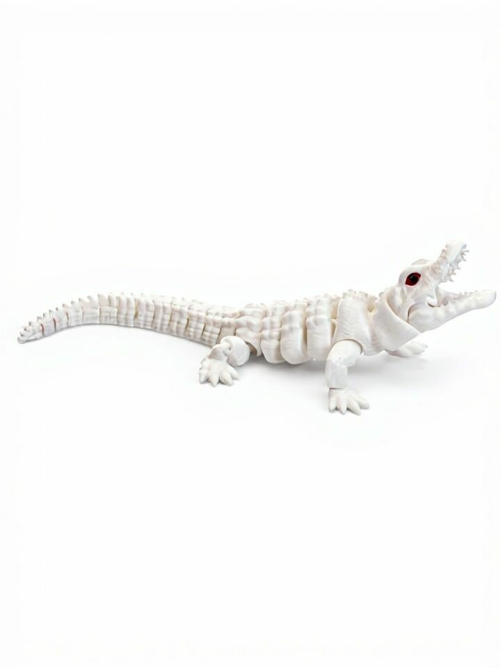 Мобильная 3D-распечатанная фигурка белого крокодила с подвижными суставами, детская игрушка, декоративный сувенир, 20х7,5х2 см