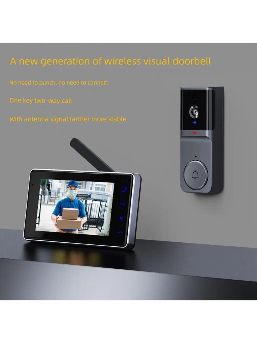 Беспроводной видеодомофон с экраном (16 ГБ памяти)