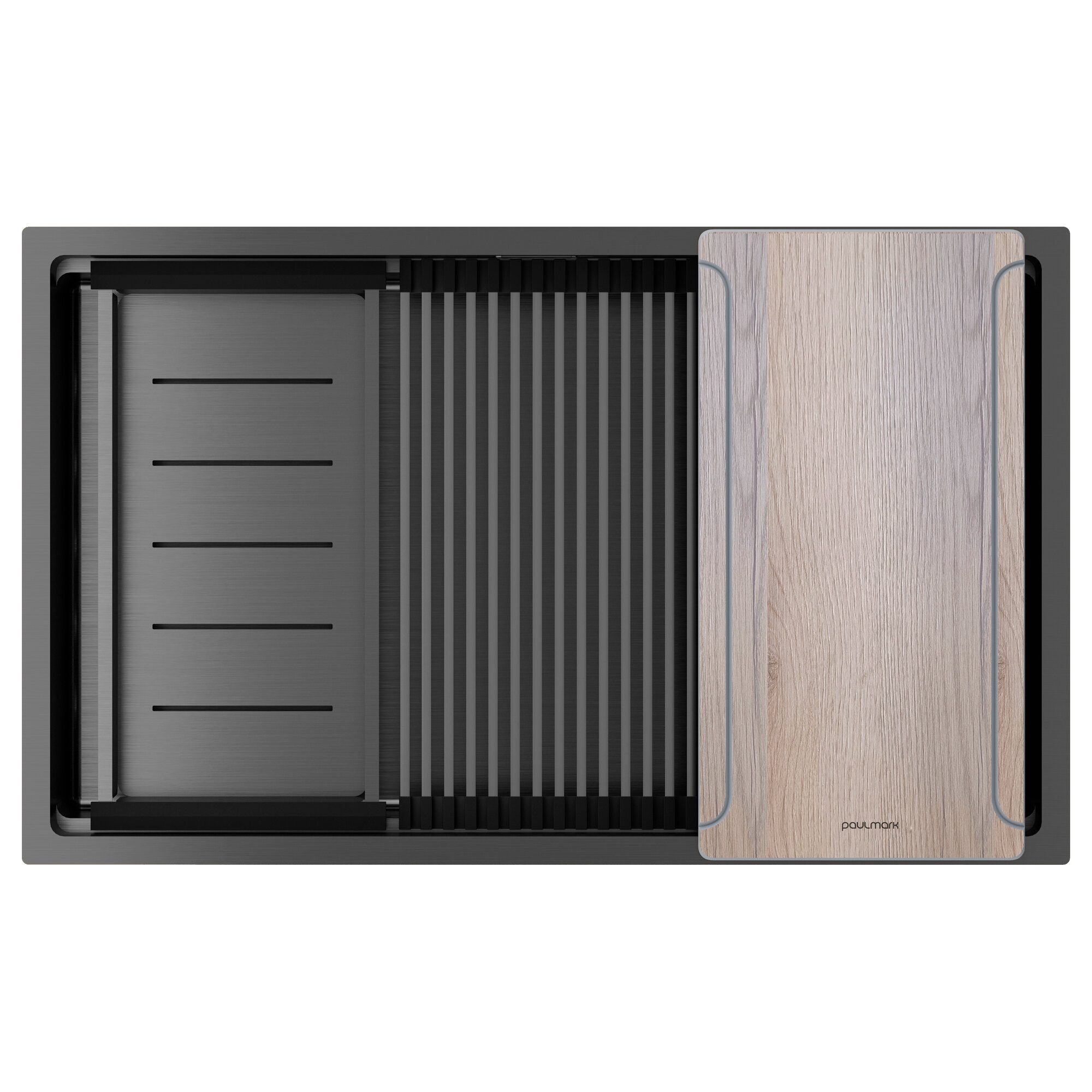 Кухонная мойка Paulmark NEXT-MULTI SINK 74 UNI PM787445-GM вороненая сталь Нержавеющая сталь