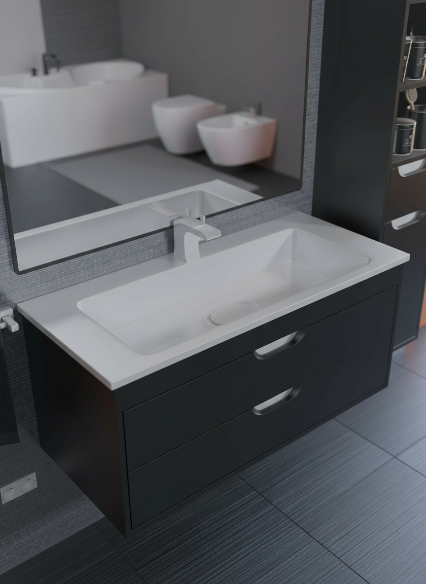 Раковина для ванной Uperwood Modul 97х45х12 см, белая глянцевая