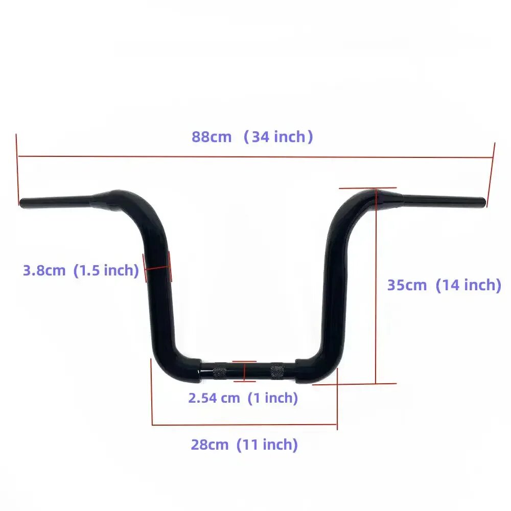 Вешалка 1-1/2 дюйма, руль Ape, высота 12 дюймов, 14 дюймов, для Harley Softail Fls Slim Classic Deluxe XL883, Forty-Eight Dyna Fdb Street BOB 98-24 A Black 14inch