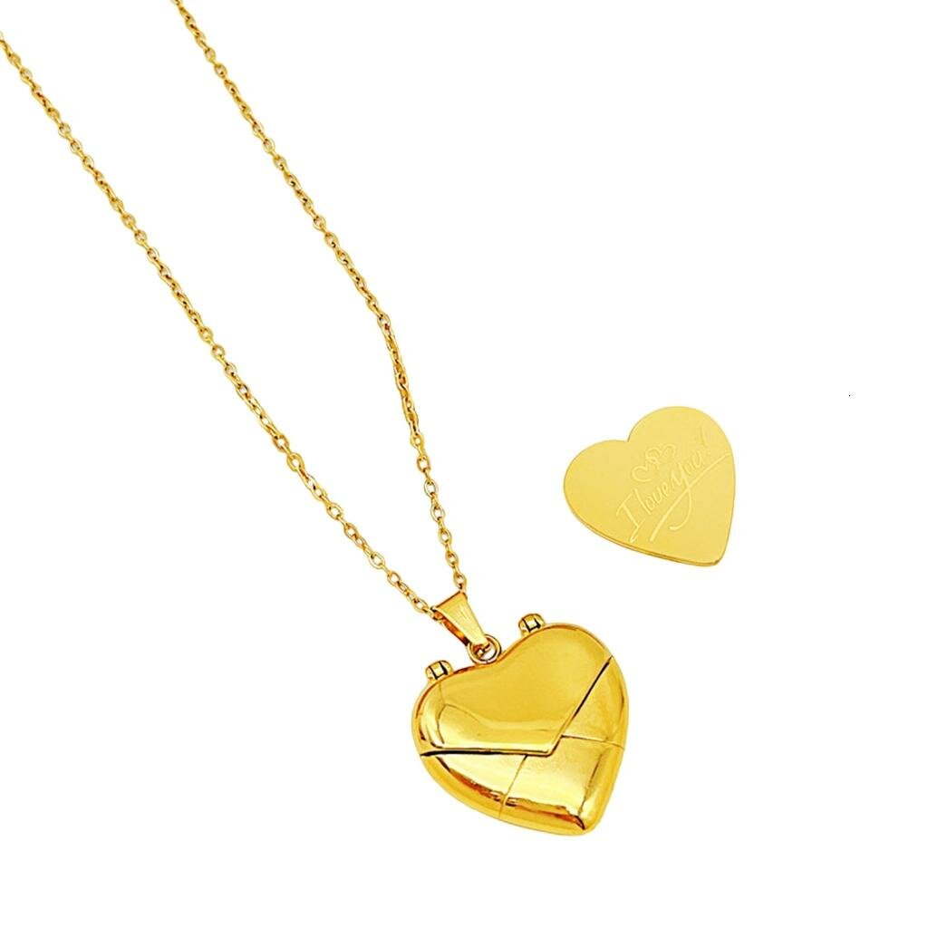 Сердцевидный локет-конверт из титановой стали, Я люблю тебя 1