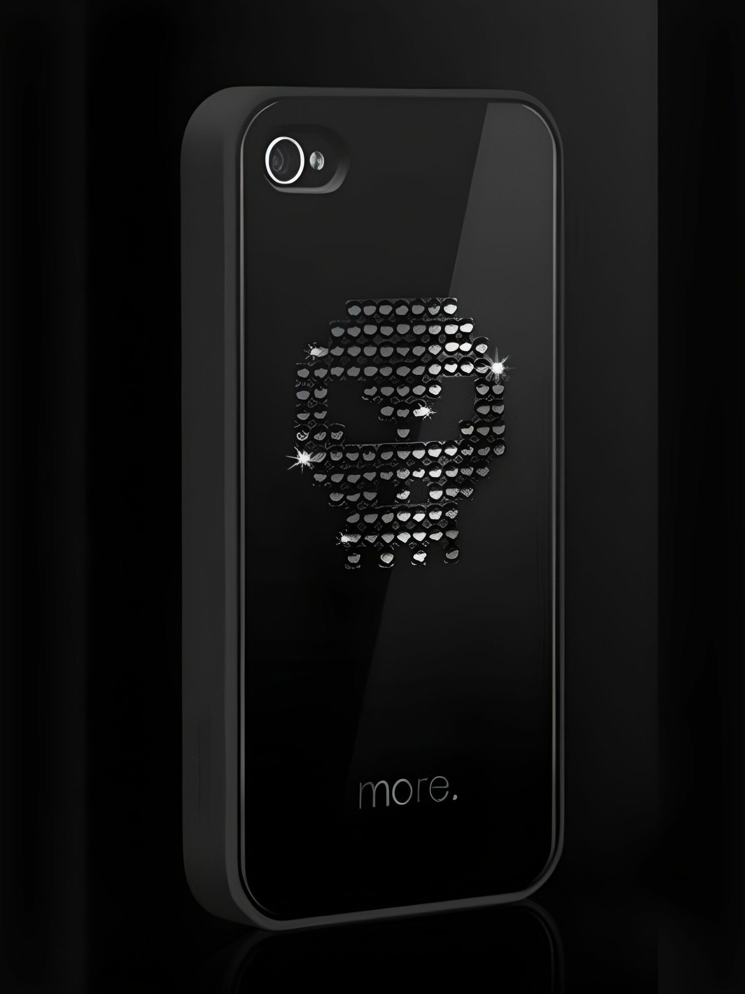 Чехол накладка с кристаллами Cubic Black Exclusive для Apple iPhone 4/4S - "Череп"