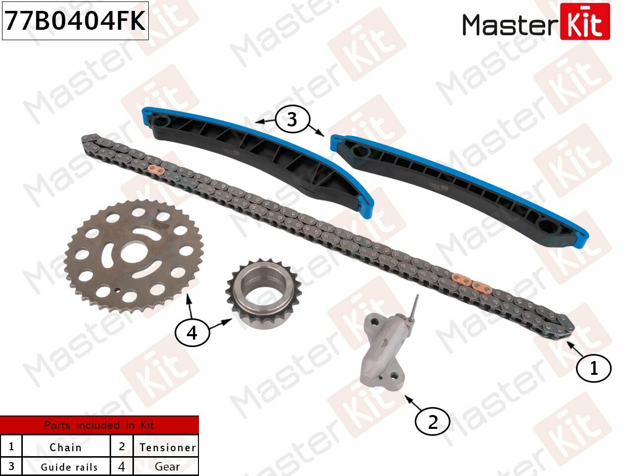 Комплект цепи ГРМ NISSAN R9M X-TRAIL T32 13-/RENAULT R9M MEGANE IIIIV/KOLEOS/SCENIC III MasterKit 77B0404FK