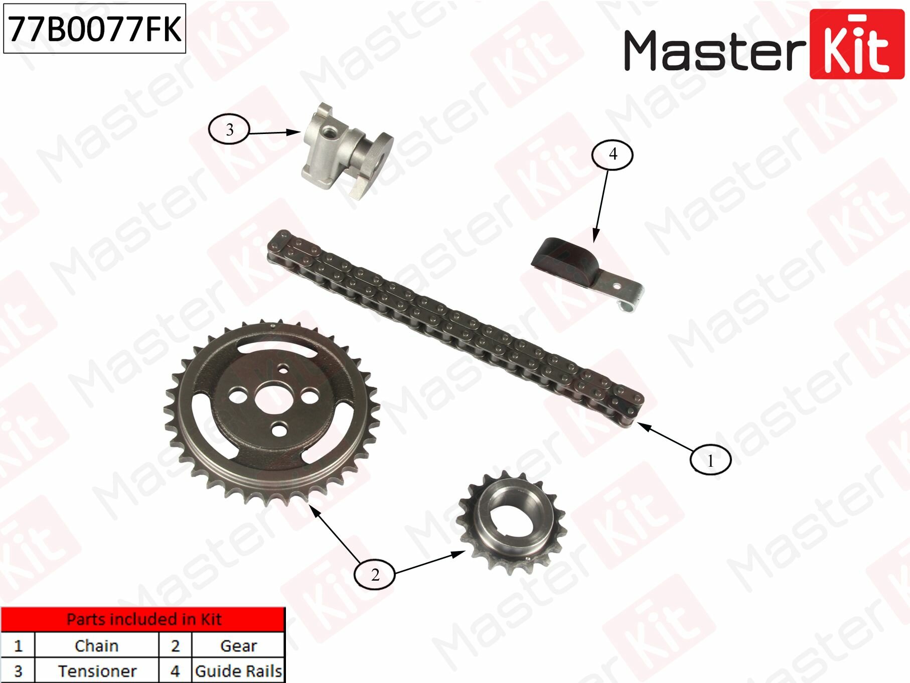 Комплект цепи ГРМ Ford Escort/Fiesta J4B/J6A 90-99 MasterKit 77B0077FK
