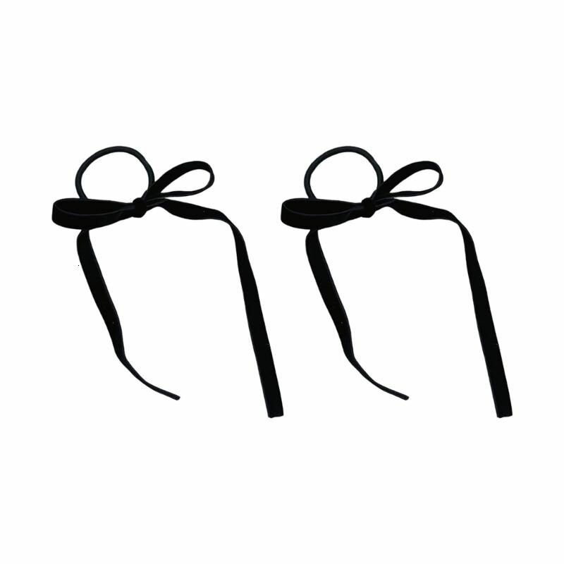 Модные заколки-бантики для волос, Черный - Резиновая лента