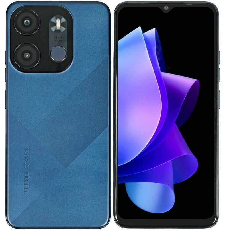 6,56" Смартфон Tecno Spark Go 2023 64 ГБ (4895180793011) синий - 4 x 2 ГГц, 4 ГБ, 2 SIM, IPS, 1612х720, 13+2 Мп, 4G (LTE), 5000 мА*ч