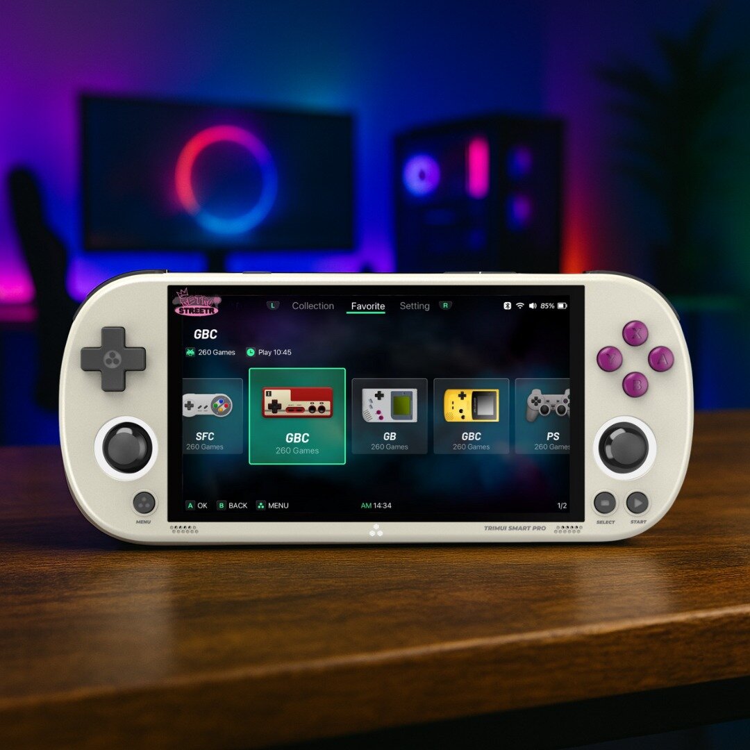 Портативная игровая консоль Trimui smart pro 64 гб, серый, встроенные игры, IPS экран