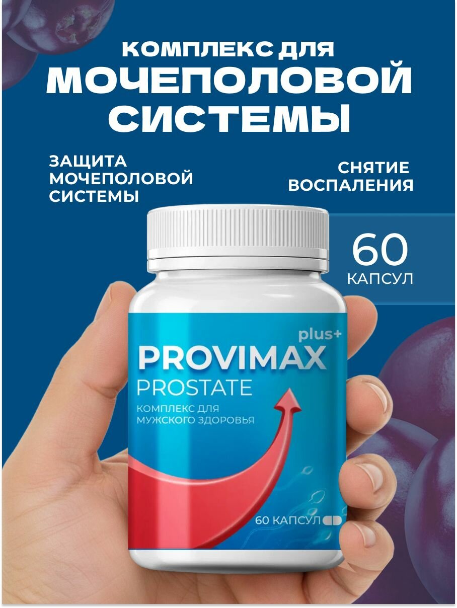 Provimax (Провимакс): комплекс для мочеполовой системы мужчин, для почек и контроля мочи, 60 капсул