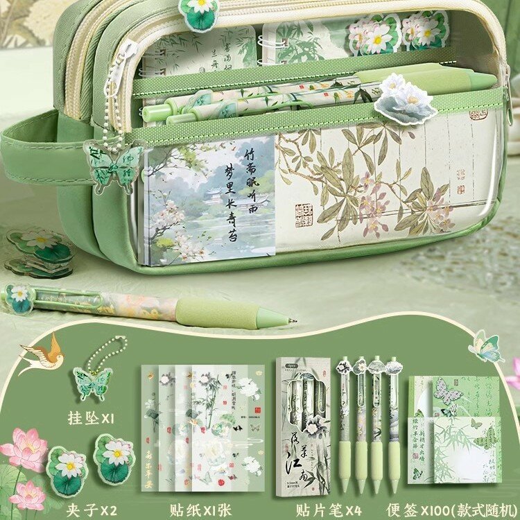 Набор канцелярских принадлежностей в китайском стиле, подарочная коробка, большая упаковка, креативный новый китайский стиль, большой пенал для студентов, подарок за учебу