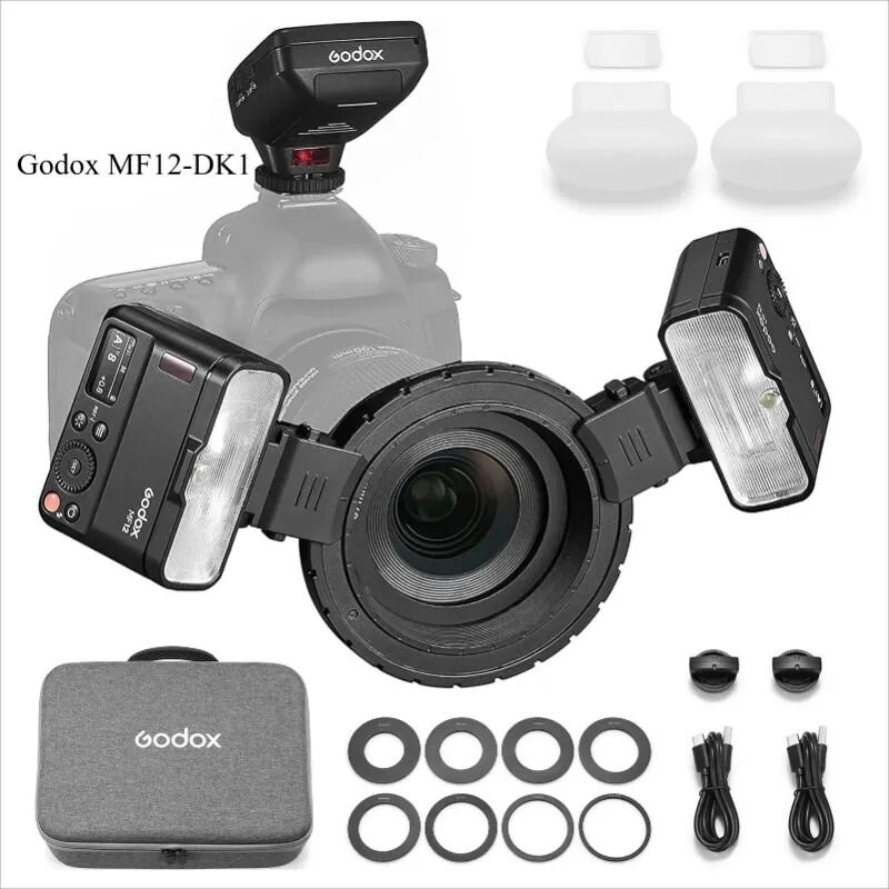 Godox MF12-DK1 Комплект макровспышки с поддержкой беспроводного управления 2.4G, режим TTL/M для стоматологической фотографии, портретной макросъемки