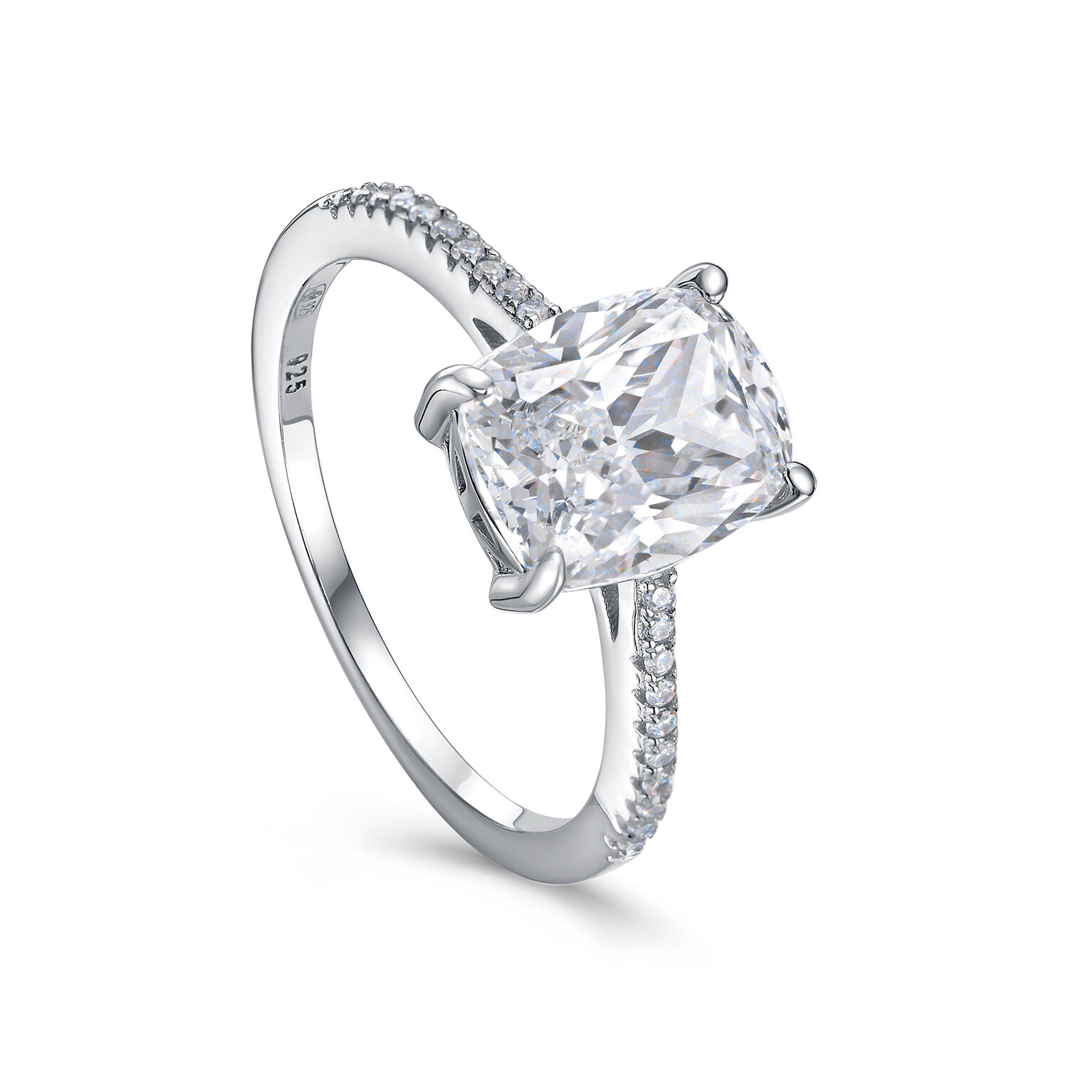 Кольцо тонкое, серебро, 925 проба, фианит