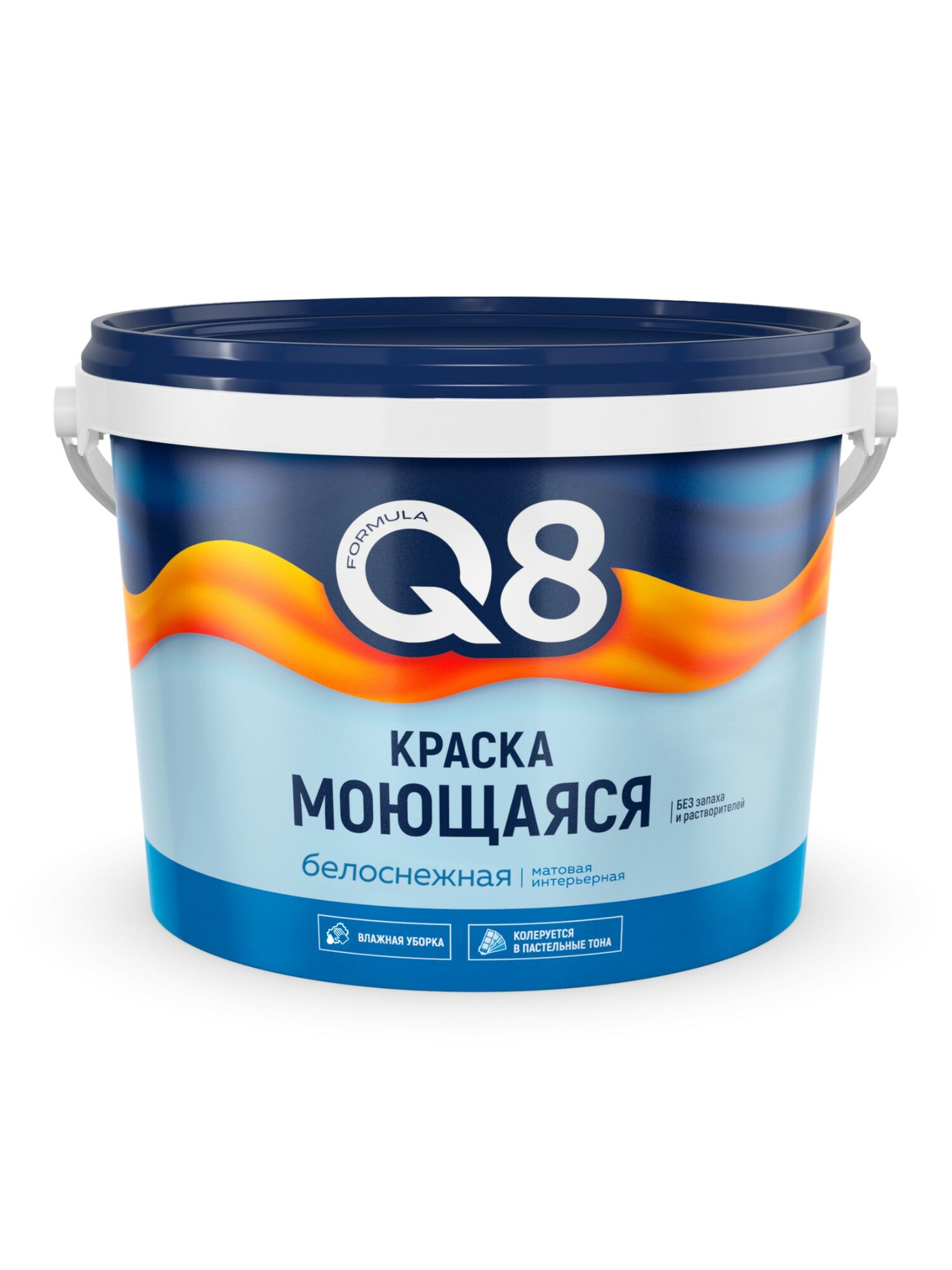 Краска воднодисперсионная, Formula Q8, акриловая, универсальная, моющаяся, влагостойкая, матовая, белоснежная, 2.7 кг