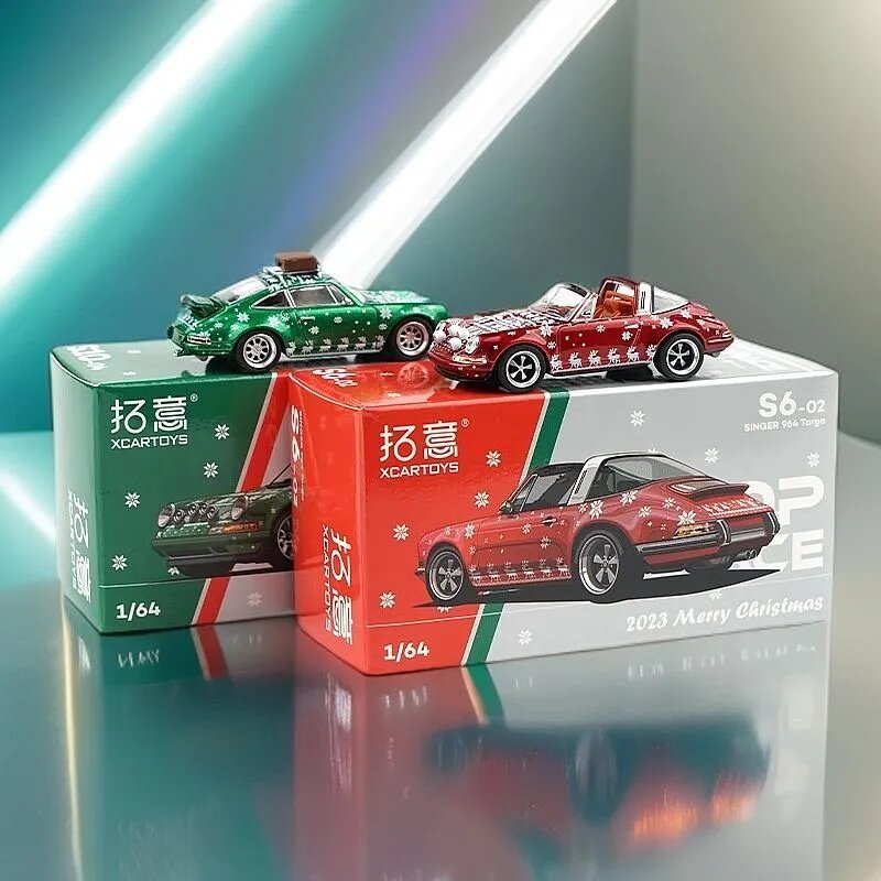 Рождественское ограниченное издание Масштабная модель XCARTOYS 1/64 электрокар Porsche 964 Twin car setSS