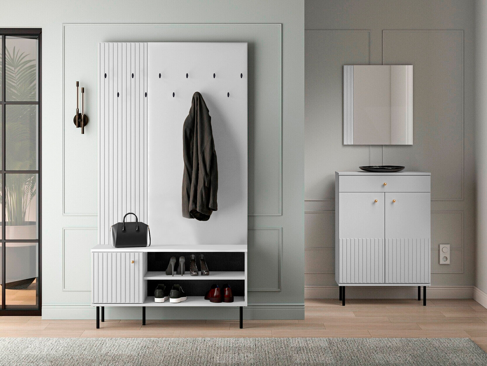 Прихожая Сканди 02 МДФ (Белая) NEW 135,6x188,5x34 см, белый GOODFORM