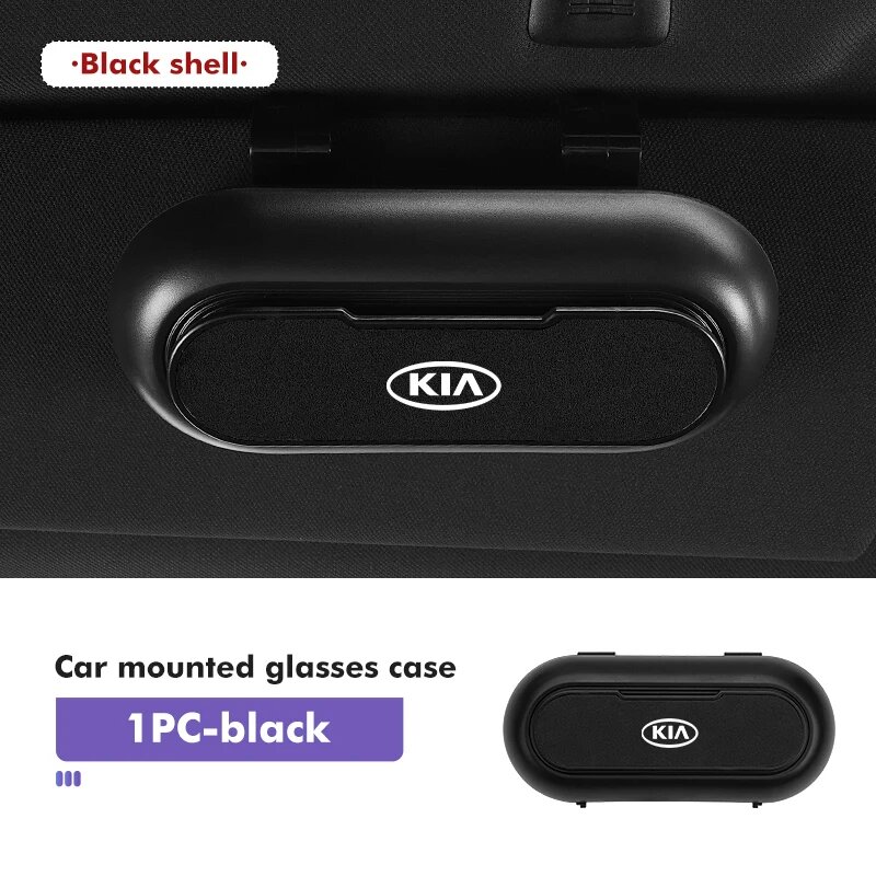 Футляр для очков на солнцезащитный козырек для автомобилей KIA: K5, K2, Rio, KIA-A-B-black-1PCS