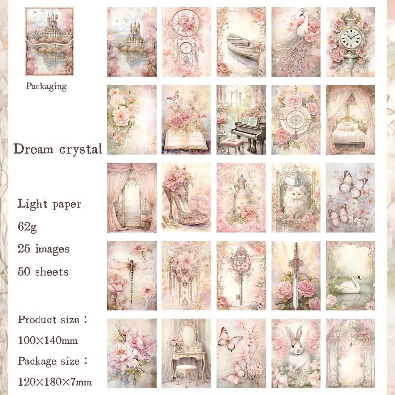 Бумага для скрапбукинга Dream Crystal, 50 шт, Розовый, Color: B
