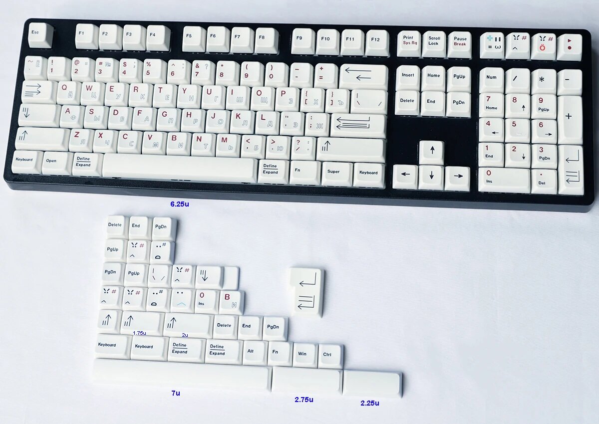 NPKC MDA Keycaps Белые Синие, Russian MDA9