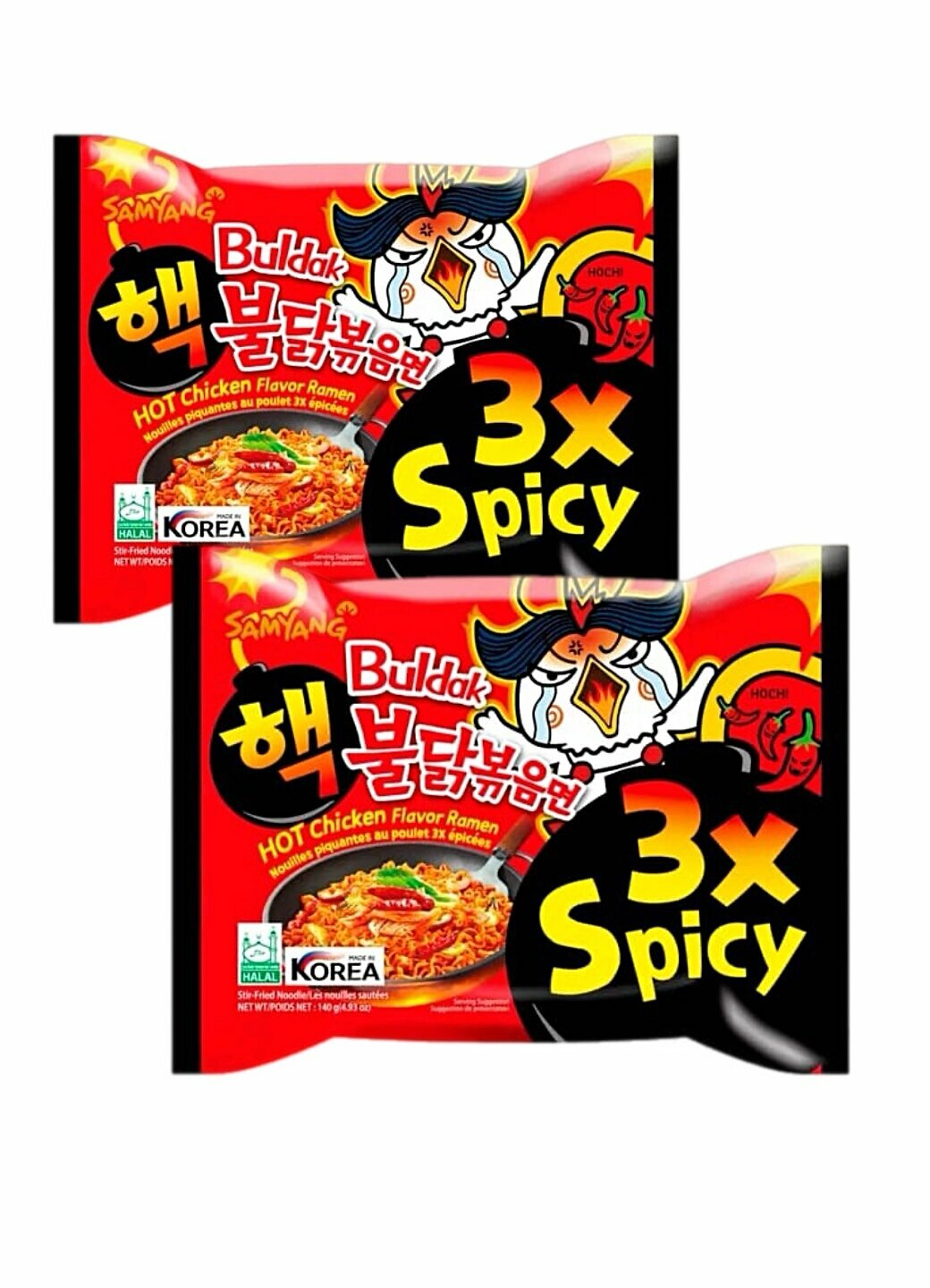 Лапша Samyang Buldak Hot Chicken Ramen 3x Spicy, супер острая с вкусом курицы, 140гр х 2 шт