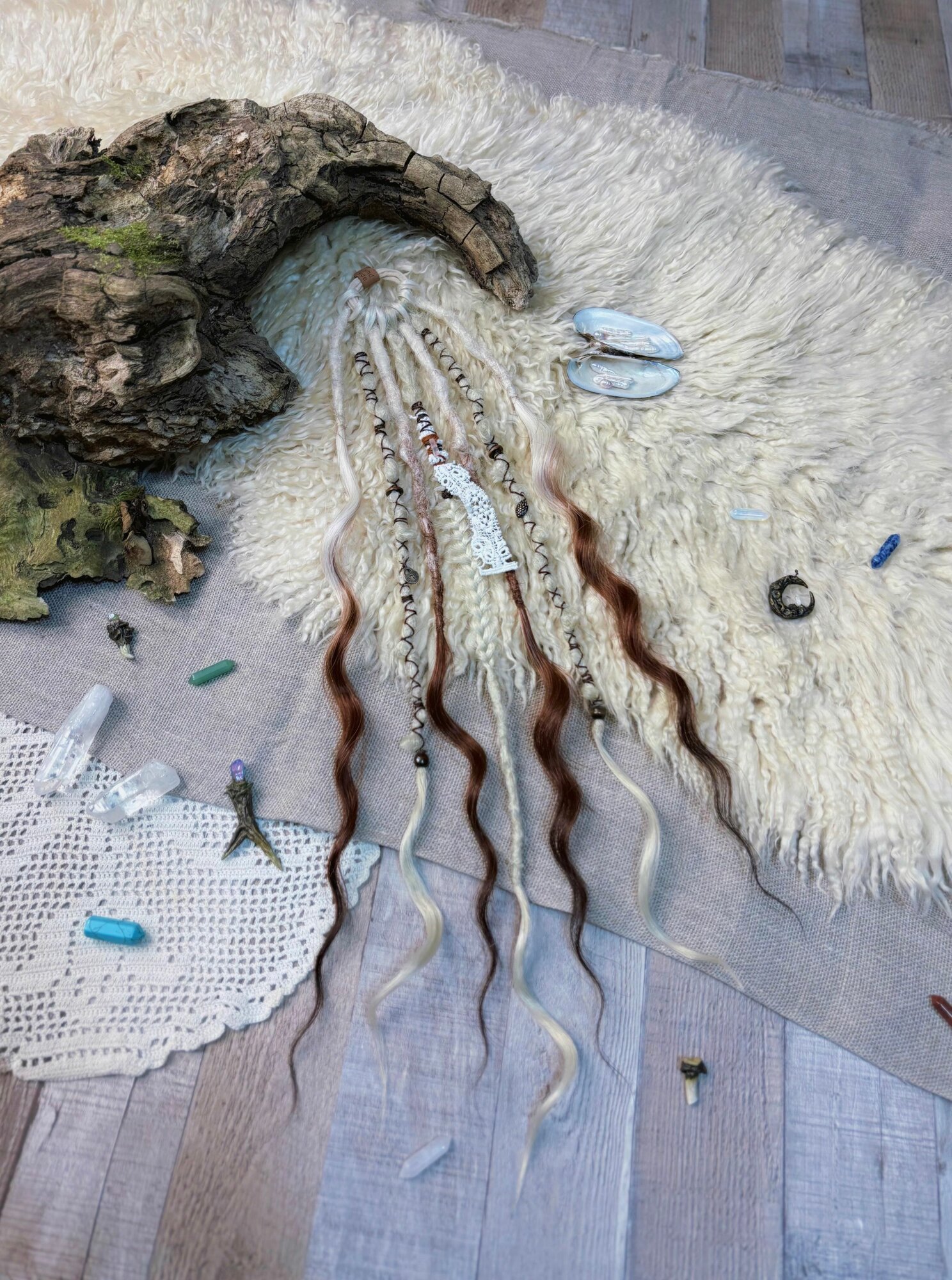 Дредорезинка из биопротеиновых волос и канекалона, ручная работа