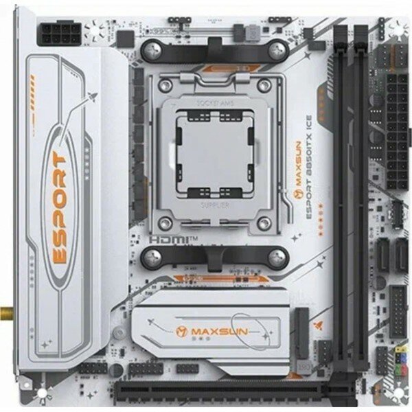 Материнская плата Maxsun eSport B850ITX WIFI ICE, AM5, AMD B850, 2xDDR5, 2xSATA, 2xM.2, 1xPCIe 5.0 x16, 1xHDMI, 1xDP, 1x2.5Gb LAN, Wi-Fi 6, Bluetooth