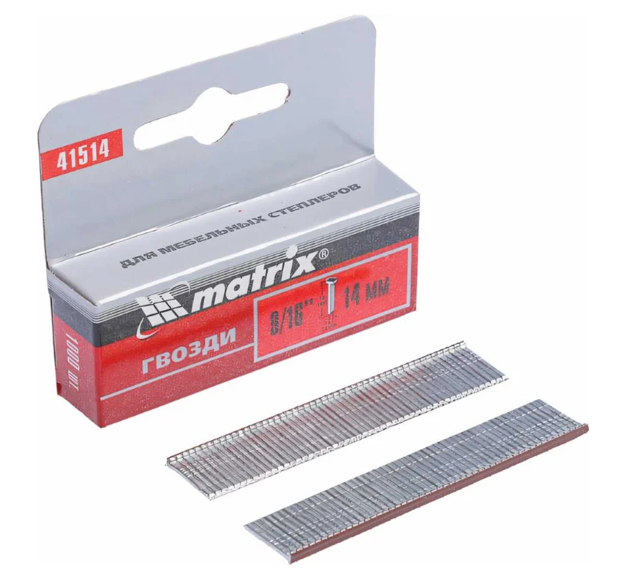 Гвозди MATRIX 9/6", 14мм для степлера, тип 300, особотвердые, 1000шт