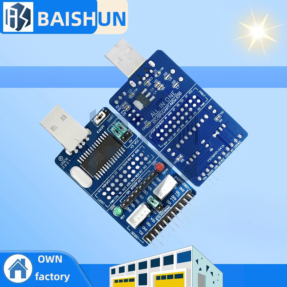 ALL IN 1 CH341A USB-SPI I2C IIC UART TTL ISP Модуль последовательного адаптера EPP/MEM-конвертер для отладки последовательной щетки RS485 RS232