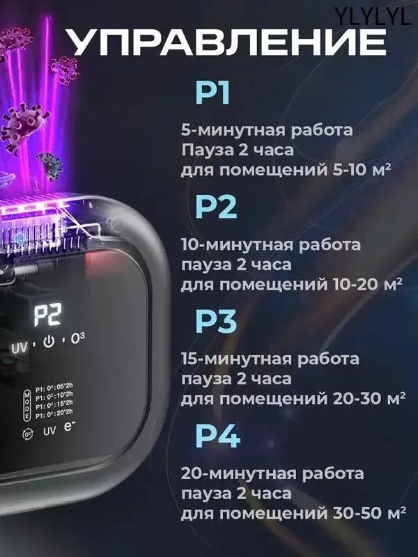 Озонатор Zm6Jg8 для помещений 50м² с ароматизатором и ионизатором воздуха УФ-лампа — фото 1