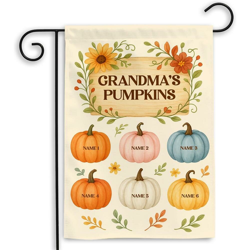 Драпировка из сада с цитруильями Гранд-Мер, персональная драпировка из сада с именами маленьких детей, персональная двусторонняя драпировка, внешнее волшебное украшение для семейного Хэллоуина