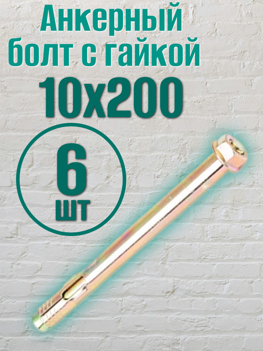 Анкерный болт с гайкой 10х200 (6 шт)