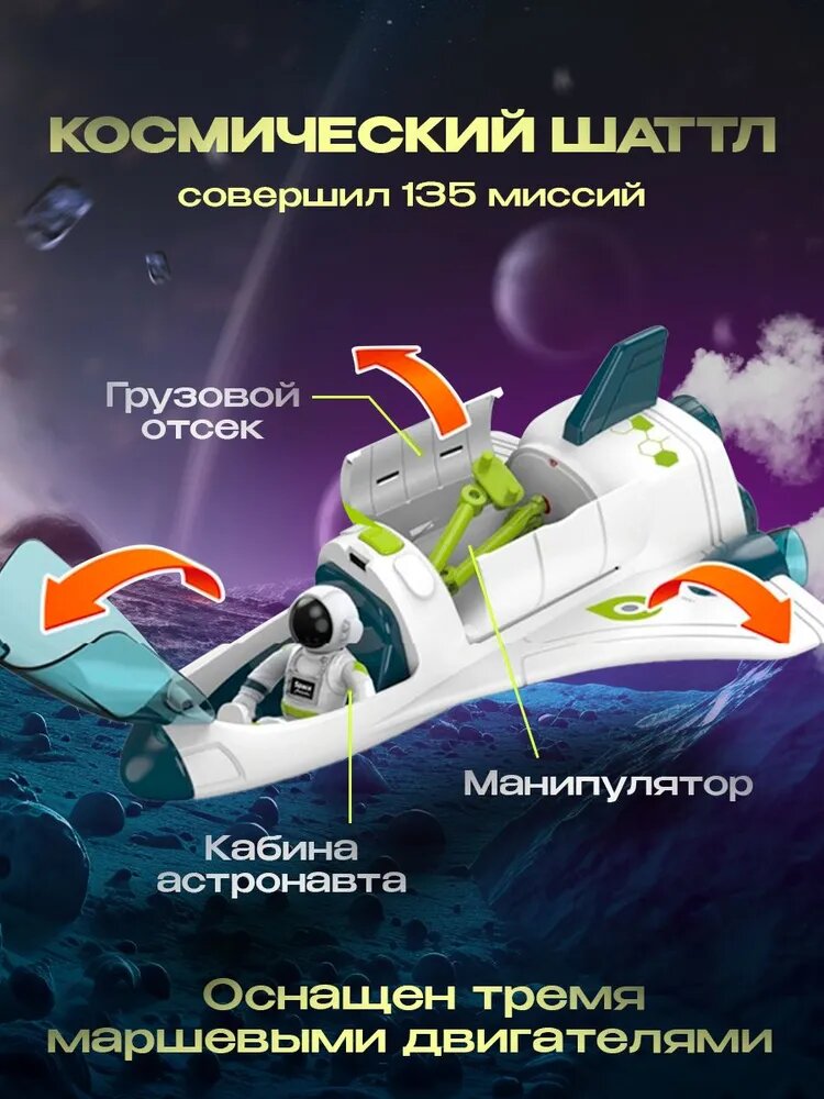 Игрушечный космический корабль MEST белого, салатового и голубого цвета для детей