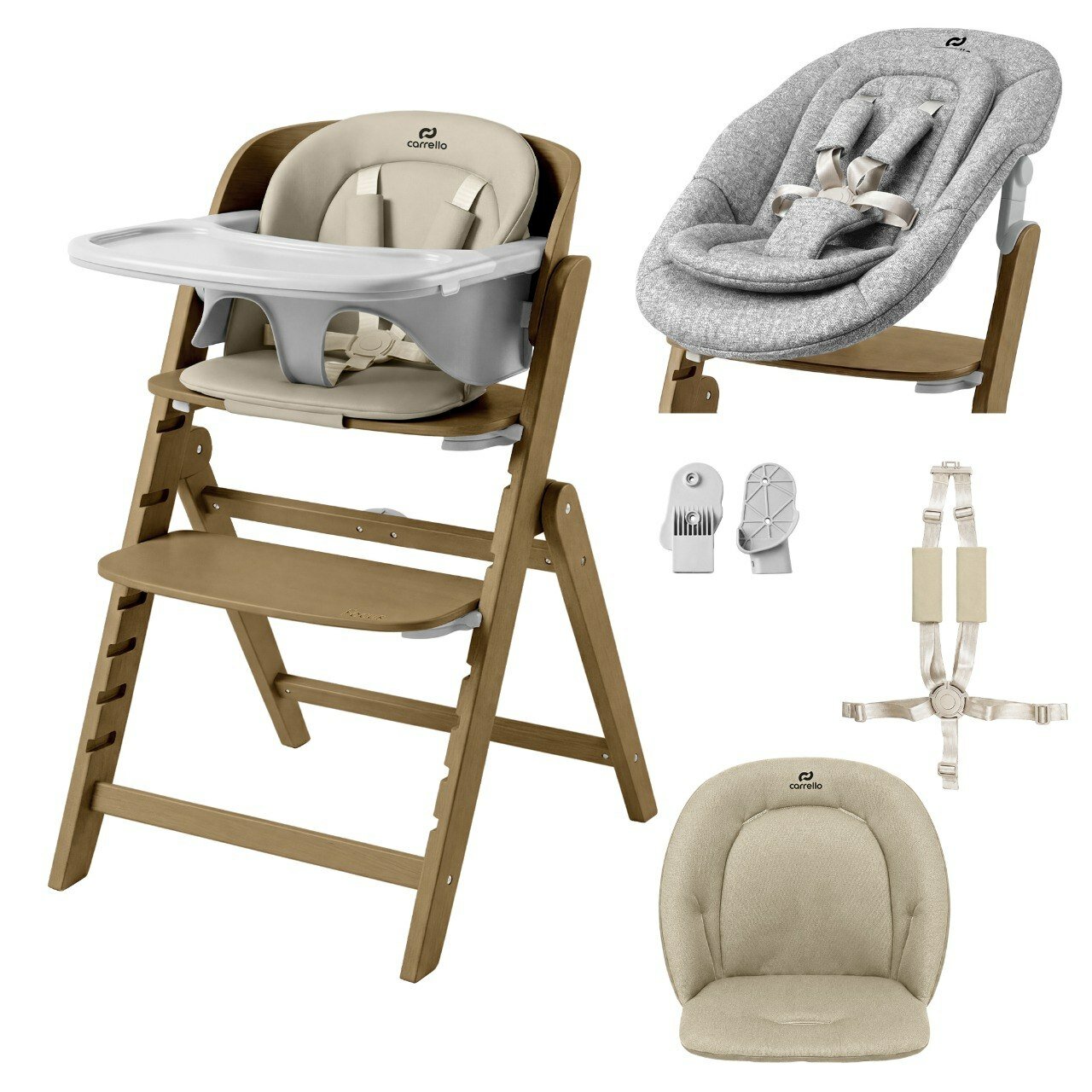 Стульчик для кормления Carrello Focus, шезлонг, Croissant, Beige