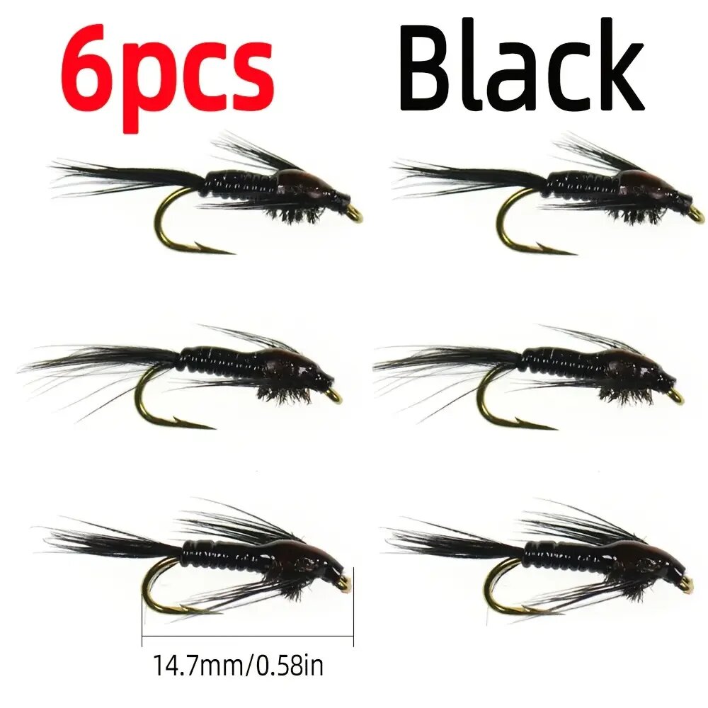 6 шт. мушки для нахлыста Black Mayfly #12