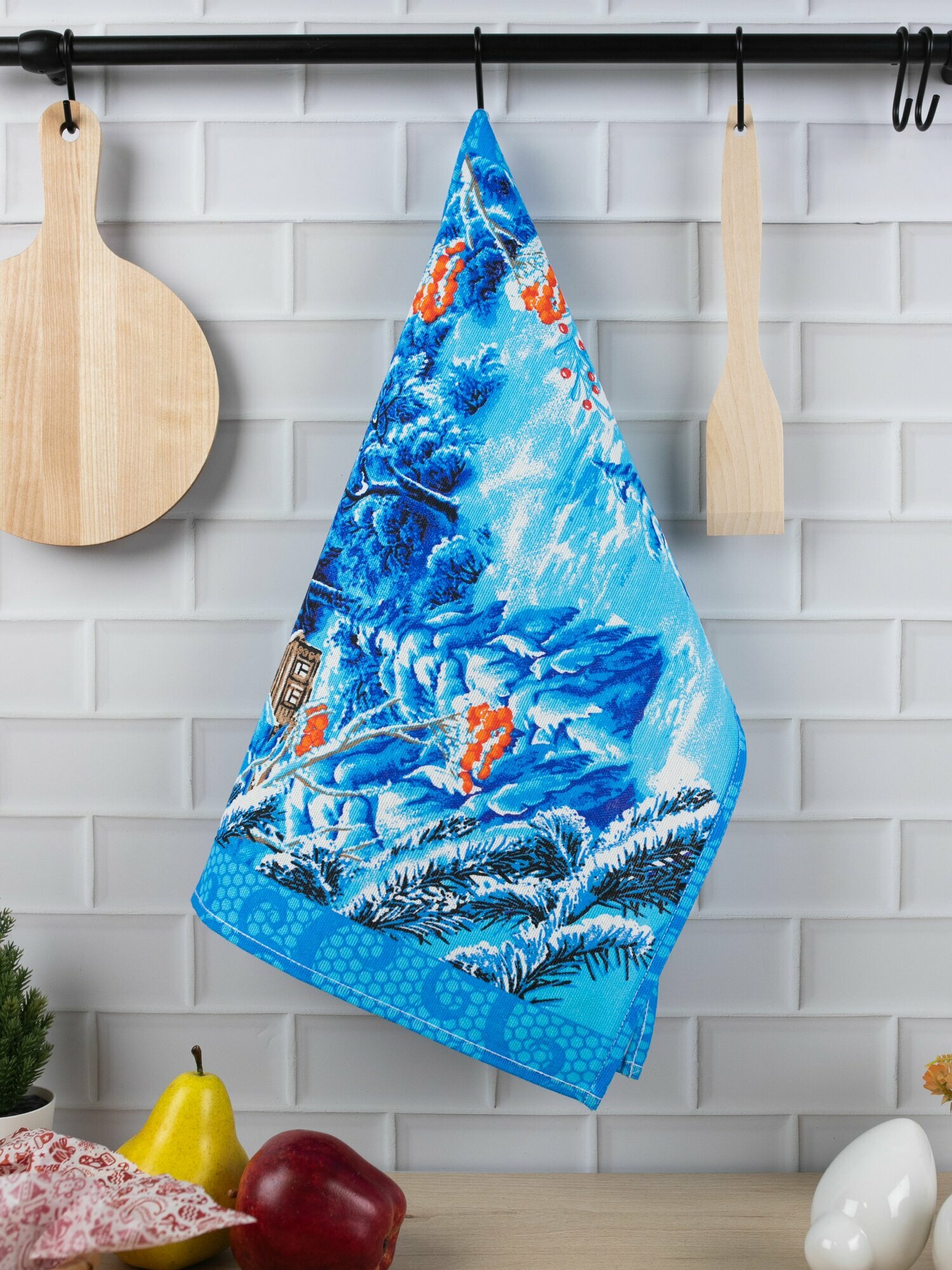 Полотенце Wellness, кухонное, 100 % хлопок, 45×60 см, ярко-голубое