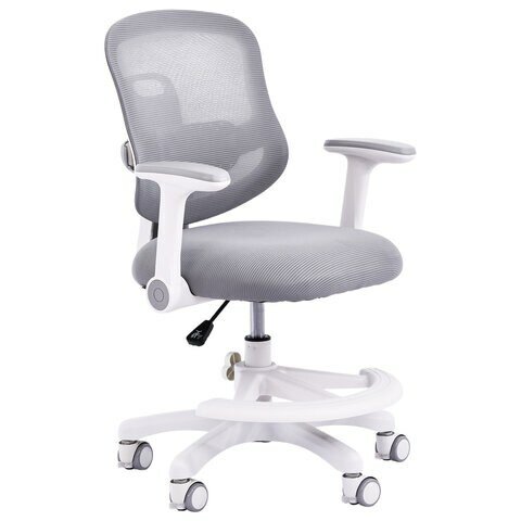 Кресло детское Brabix Kids 533313 MG-215, сетка/ткань TW, серое с подставкой для ног